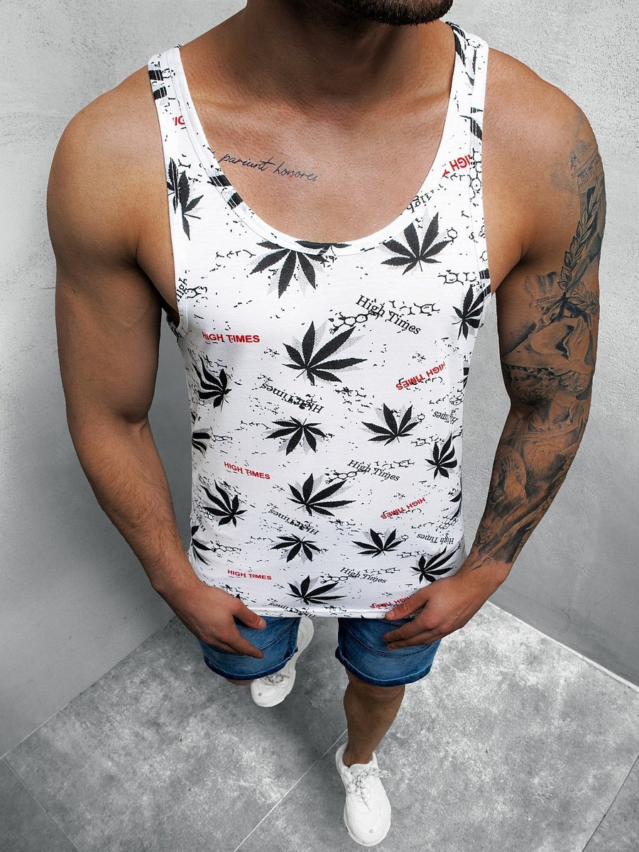 Muška majica bez rukava bijelo-crna OZONEE O/BL105 | Ozonee.hr