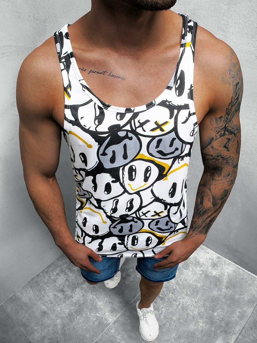 Muška majica bez rukava bijelo-crna OZONEE O/BL106 | Ozonee.hr